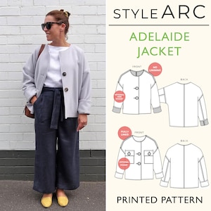 Adelaide Woven Jacket Sewing Pattern by Style Arc, US Sizes 0-18, Boxy ...