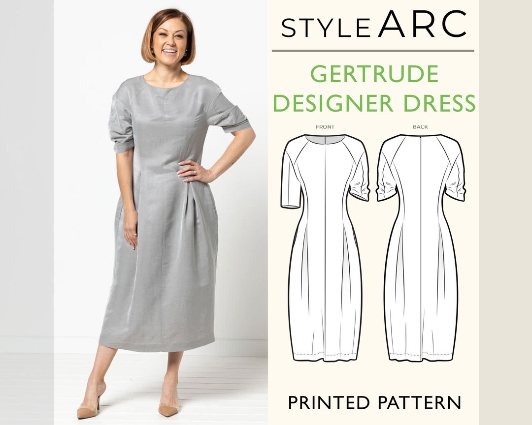 Gertrude Designer Dress Sewing Pattern by Style Arc, US Sizes 0-18 ...