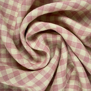 Nougat Laundered Linen Gingham Fabric in Pink & Cream - Etsy