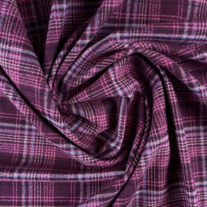 Cozy Organic Cotton Flannel Fabric in Aubergine Plaid | Midweight ...
