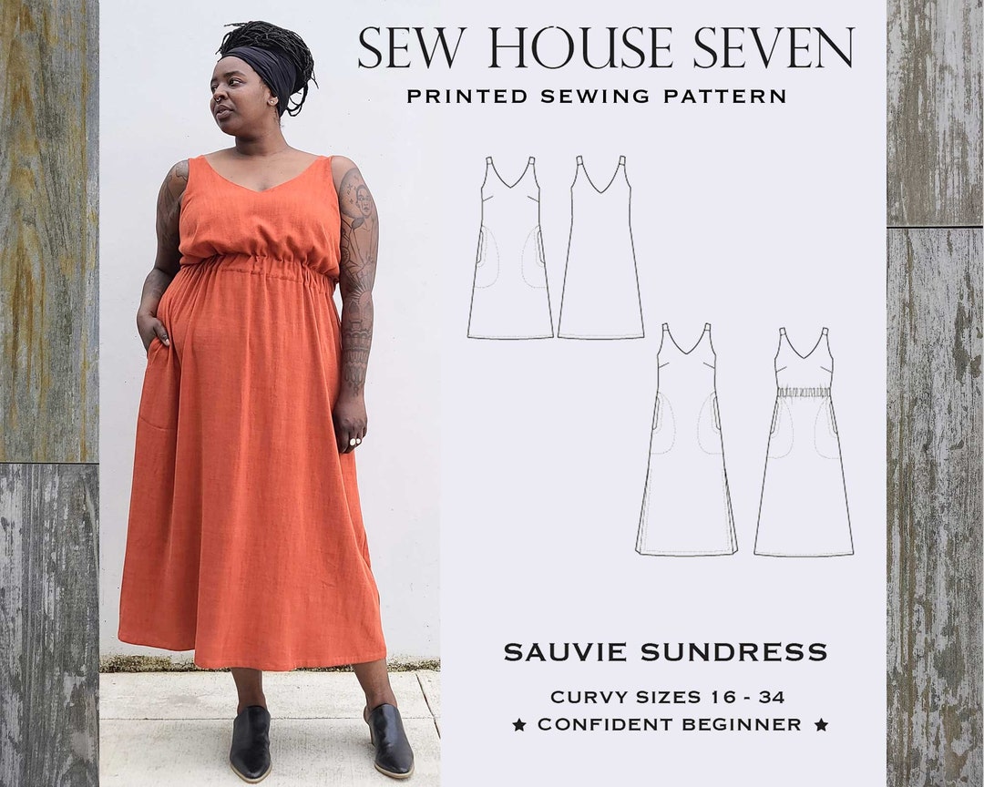 Sauvie V-neck Sundress Sewing Pattern by Sew House Seven (plus Sizes 16 ...