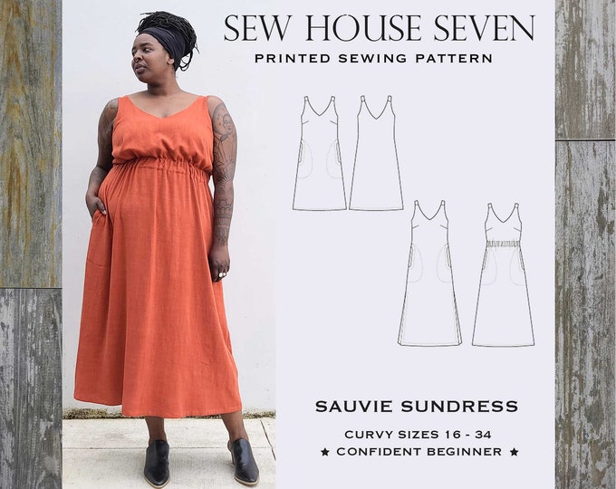 Sauvie Sundress Sewing Pattern| Plus Size 16-34 | Sew House Seven | V-neck Sundress With ...