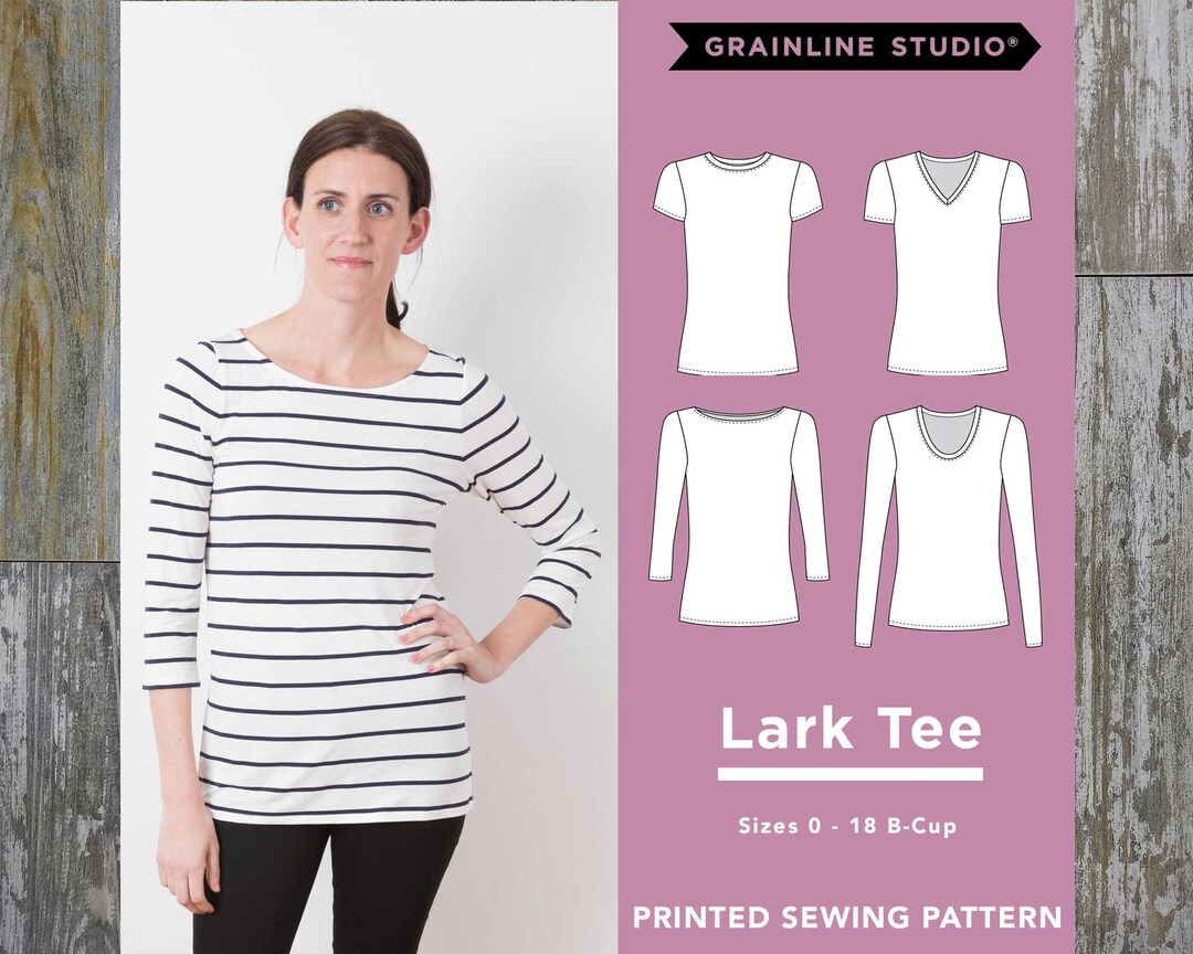 Lark Tee Sewing Pattern by Grainline Studios Patterns Sizes 0-18 - Etsy