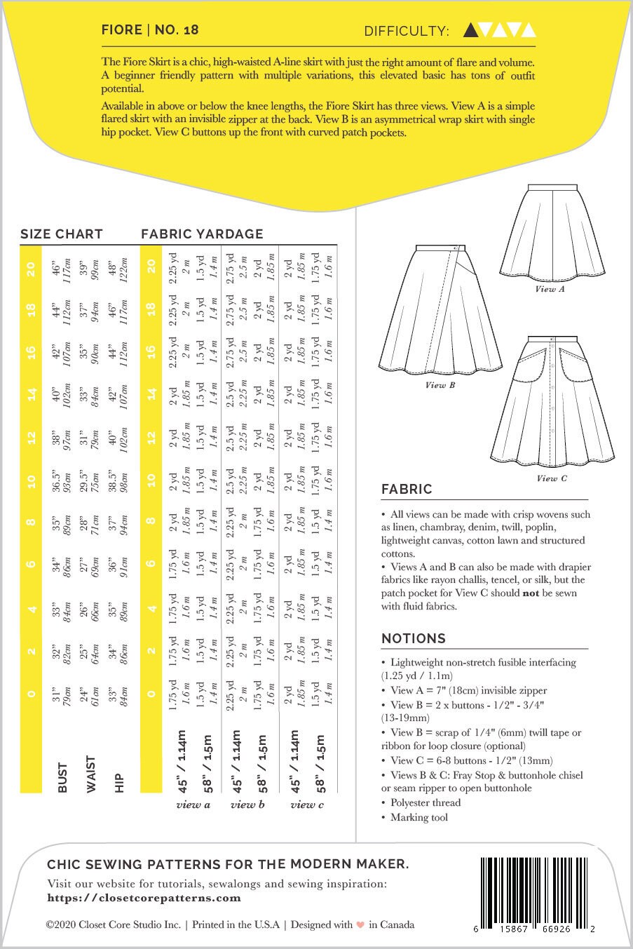 Fiore Skirt Sewing Pattern by Closet Core (sizes 0-20) - Etsy