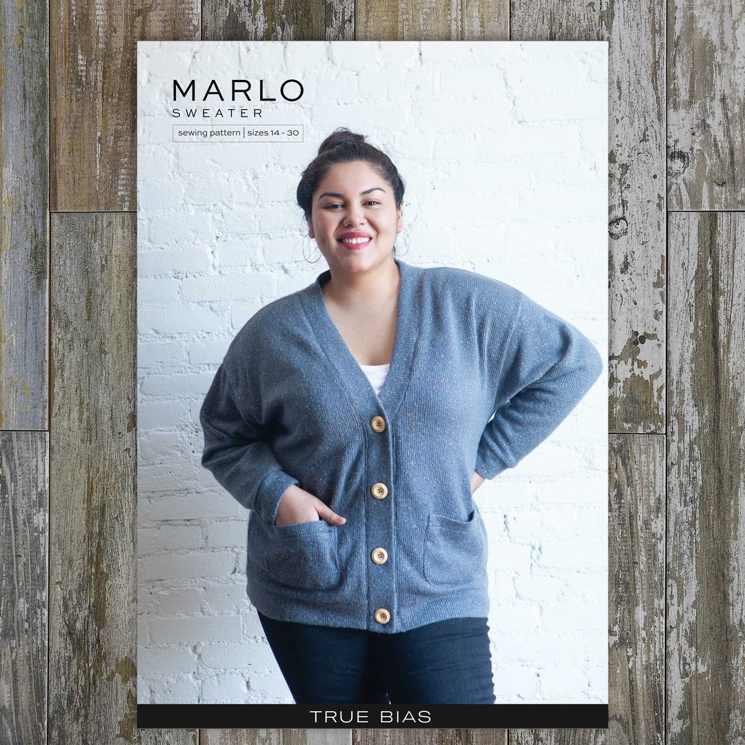 Marlo Sweater Sewing Pattern | Plus Sizes 14-30 | True Bias | Cardigan ...