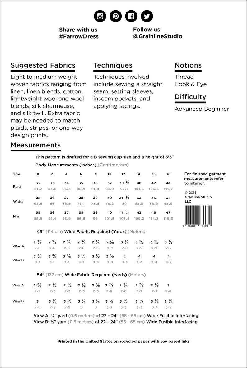 Farrow Dress Sewing Pattern by Grainline Studios Patterns - Etsy