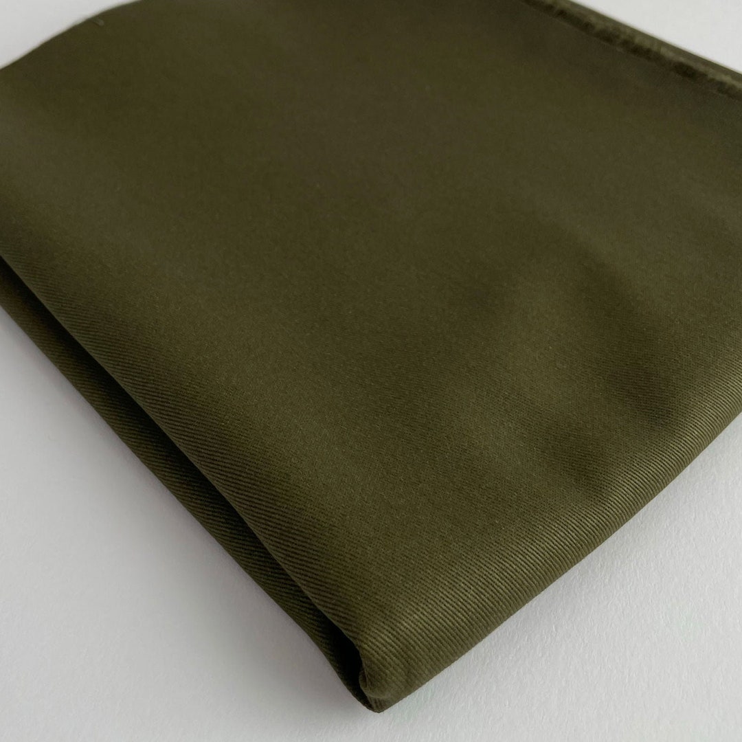Relaxed Organic Cotton Twill Fabric in Olive Green for Clothes ...