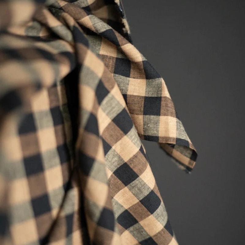 Brown Gingham Fabric Eu - Etsy