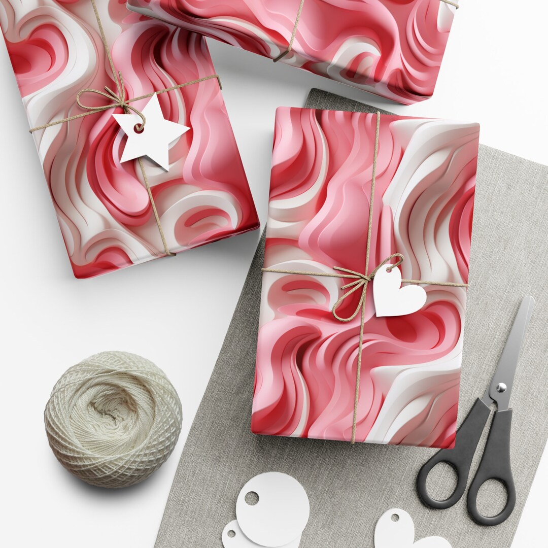 3D Pink and White Wrapping Paper Gift Wrap Beautiful 3D Gift Wrapping ...