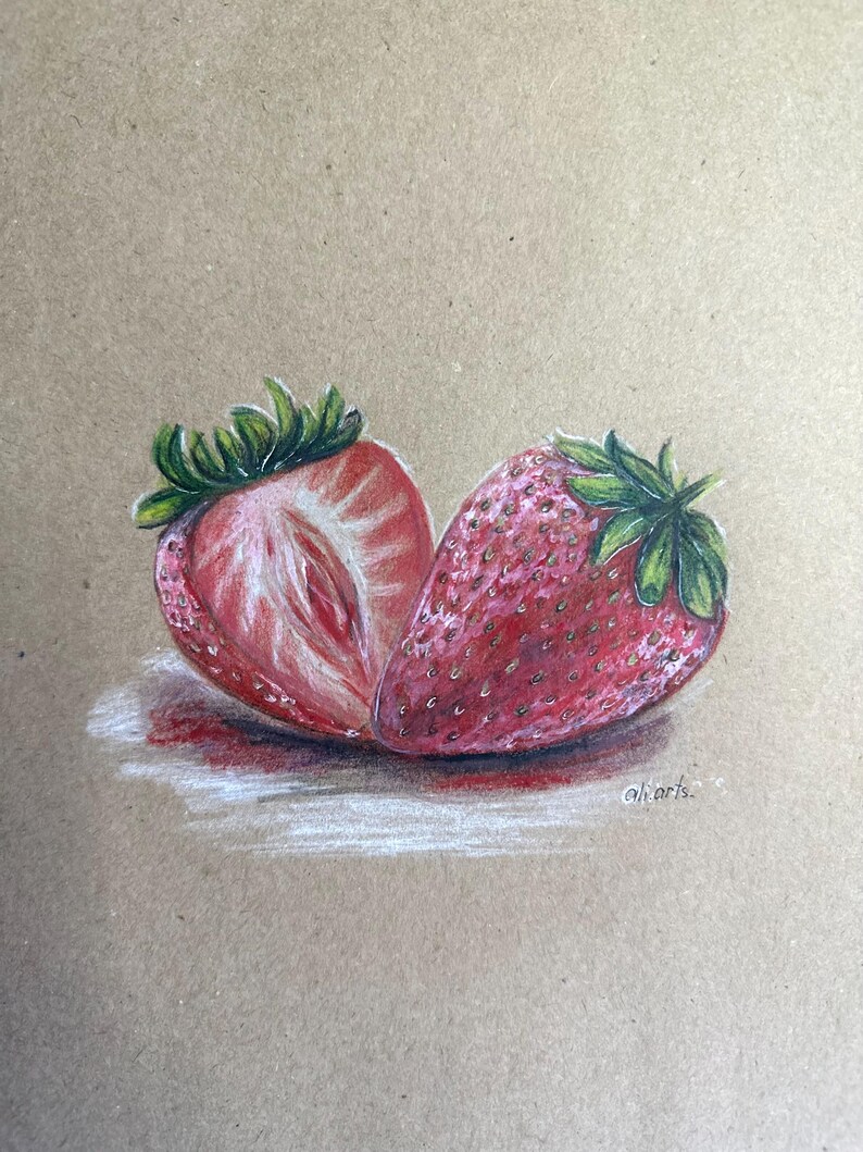 Strawberry Original Colored Pencil Drawing Realistic Art - Etsy