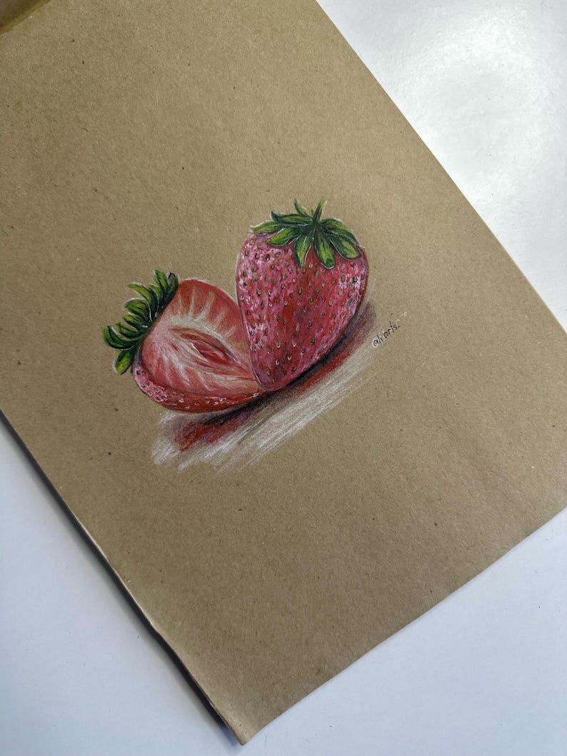 Strawberry Original Colored Pencil Drawing Realistic Art - Etsy