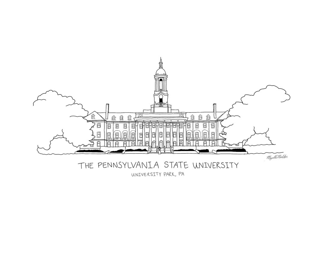 Penn State Old Main Black on White - Etsy Israel