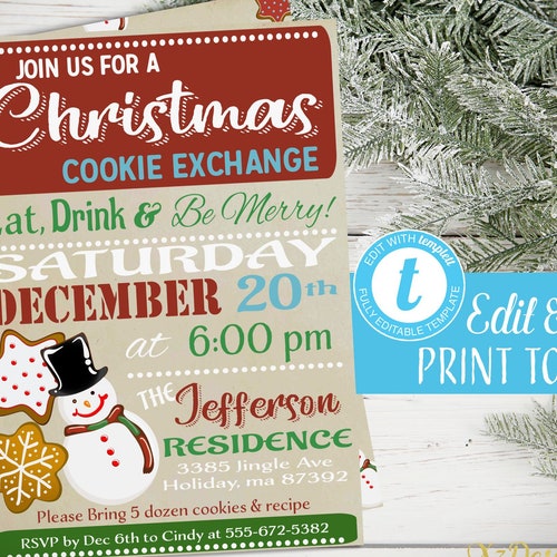 EDITABLE Christmas Cookie Exchange Flyer Cookie Exchange Flyer | Etsy