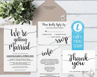 We're Getting Married, Editable Wedding Invitation Pdf, Printable ...
