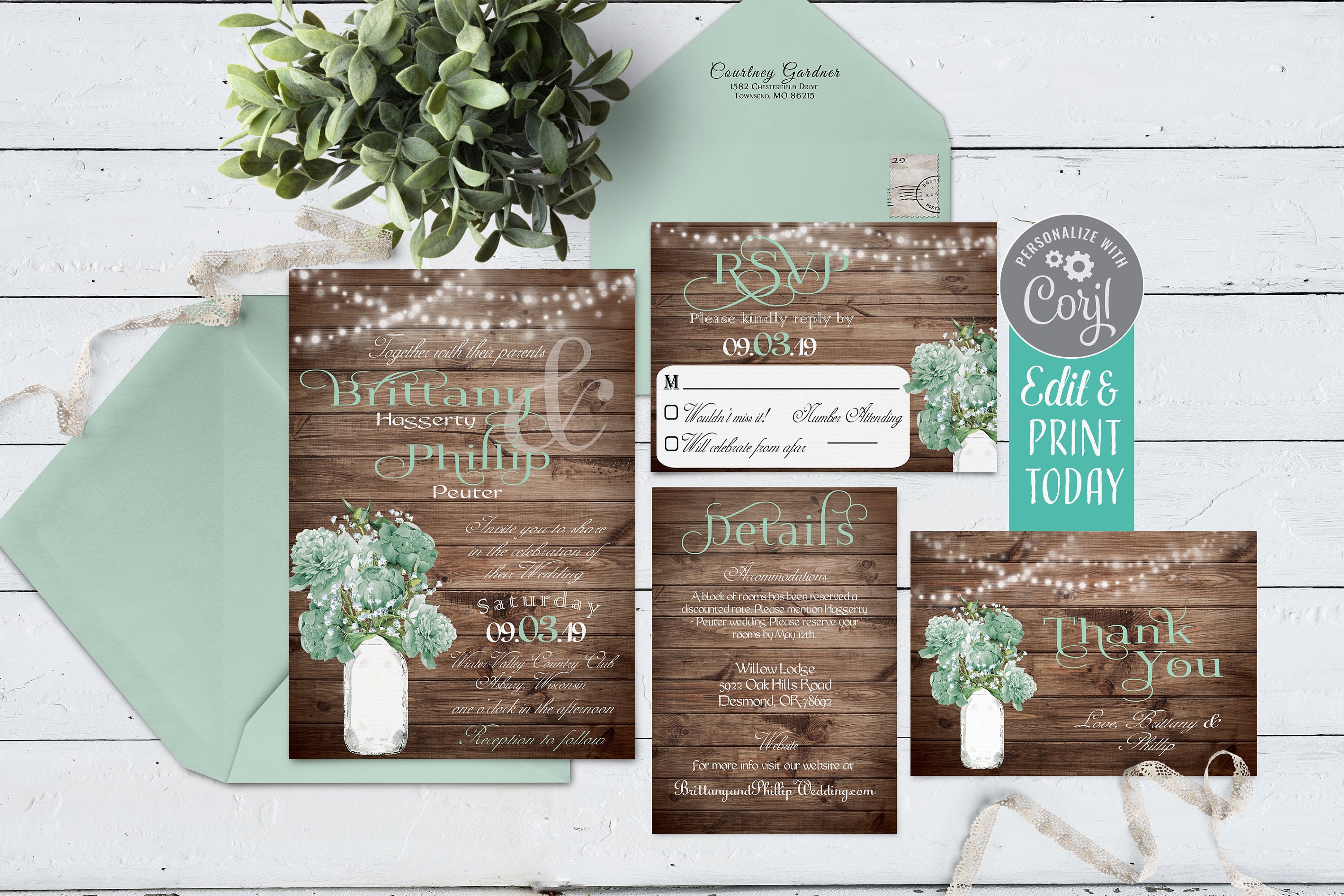 Country Wedding Invitation Instant Download, Rustic Wedding Invitation ...