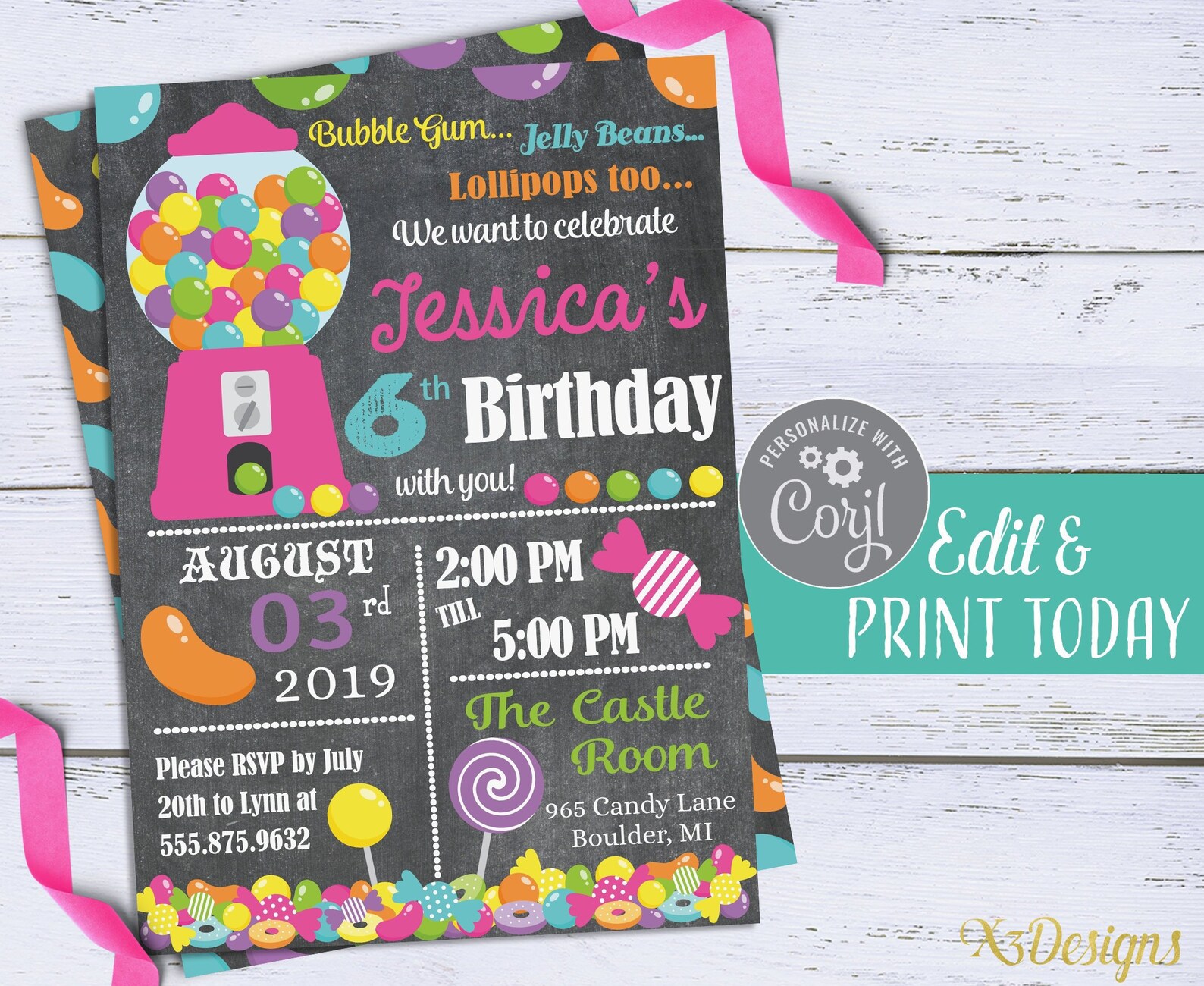 Candy Shop Invitation Instant Download Sweet Shop Birthday - Etsy