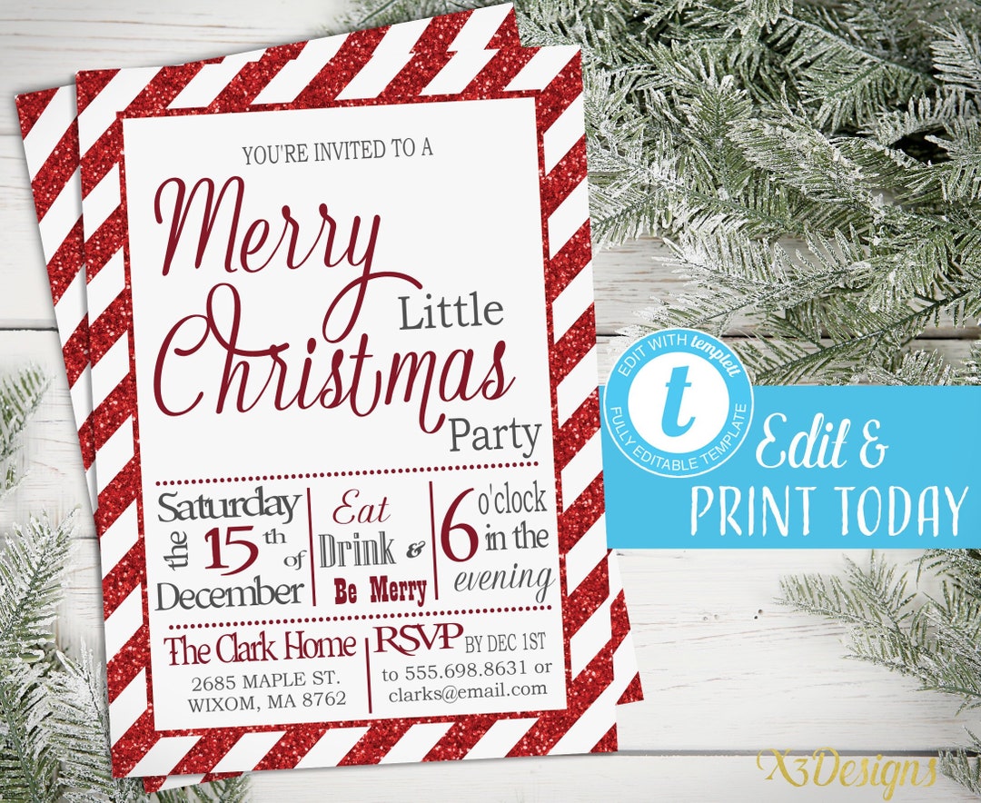 Printable Christmas Invitation Instant Download, Christmas Party ...