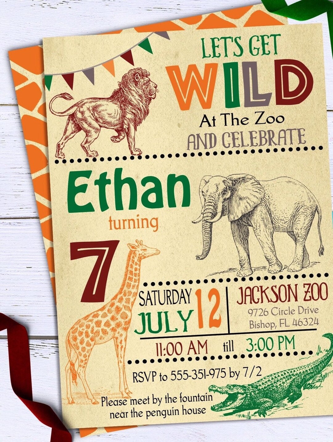 Zoo Invitation, Jungle Birthday Invitation, Zoo Birthday Party ...