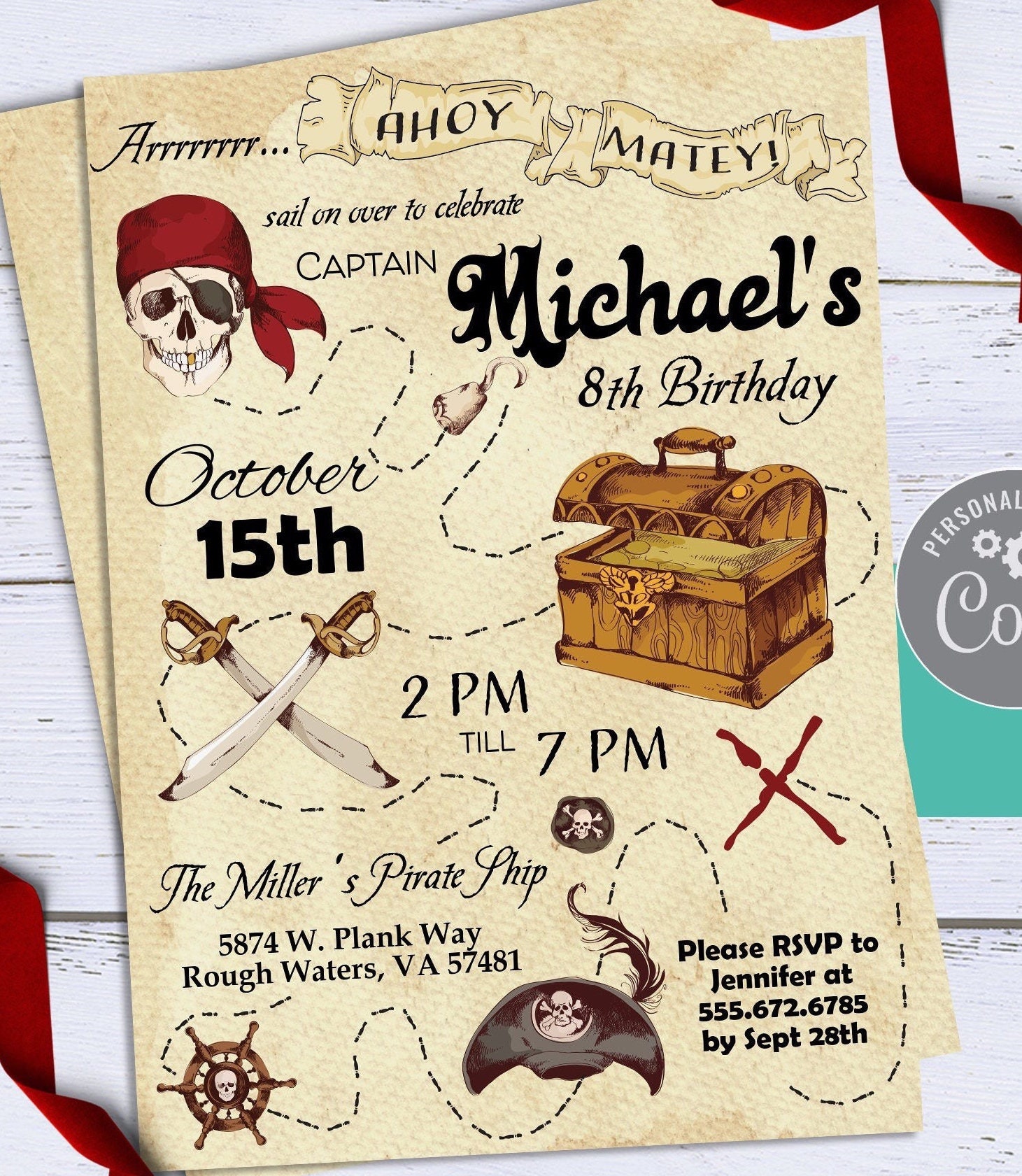 Pirate Birthday Party Invitations