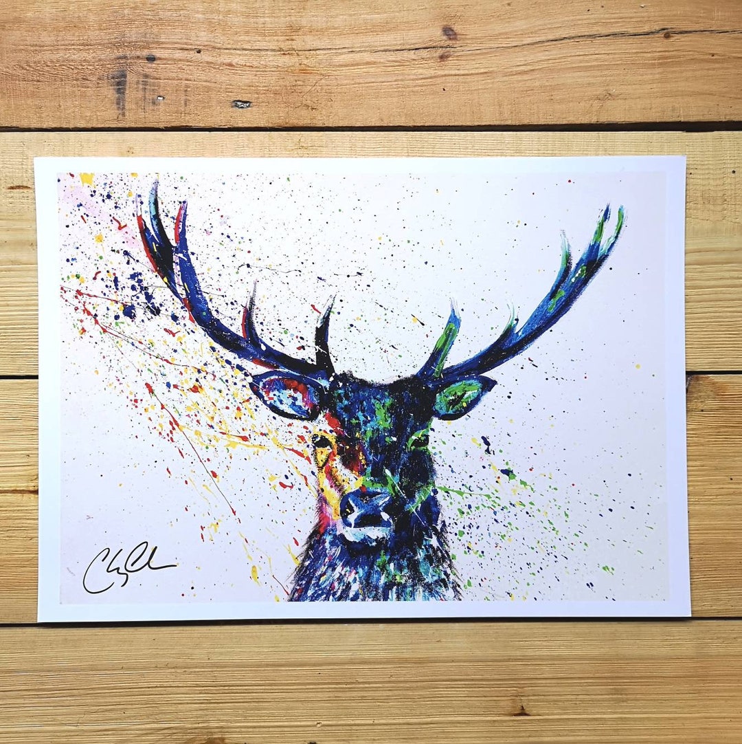 High Quality Print of Original Colourful Artwork:stu the Stag - Etsy