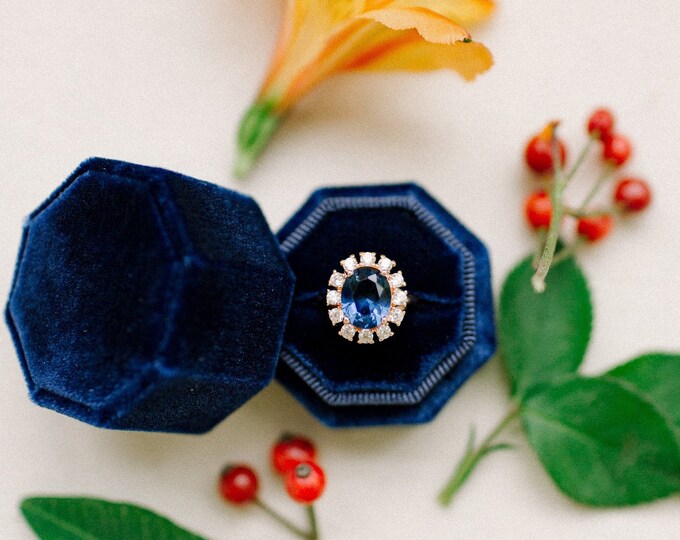 Blue Velvet Ring Box, Proposal Ring Box, Engagement Ring Box, Velvet ...