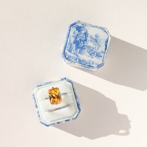 Toile Ring Box, Personalised Wedding Engagement Ring Box, Linen Ring ...