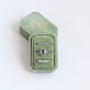 Personalised Three Ring Box, Green Triple Ring Box for Wedding Ceremony ...
