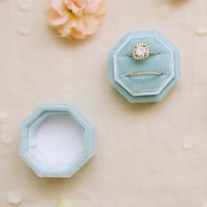 Velvet Ring Box, Wedding Ring Box, Double Ring Box Blue - Etsy