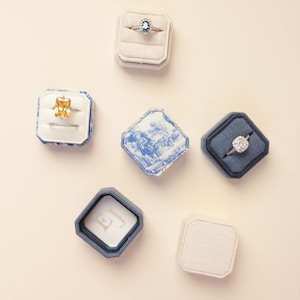 Toile Ring Box, Personalised Wedding Engagement Ring Box, Linen Ring ...