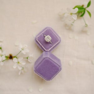 Lavender velvet ring box Double ring box with monogram | Etsy