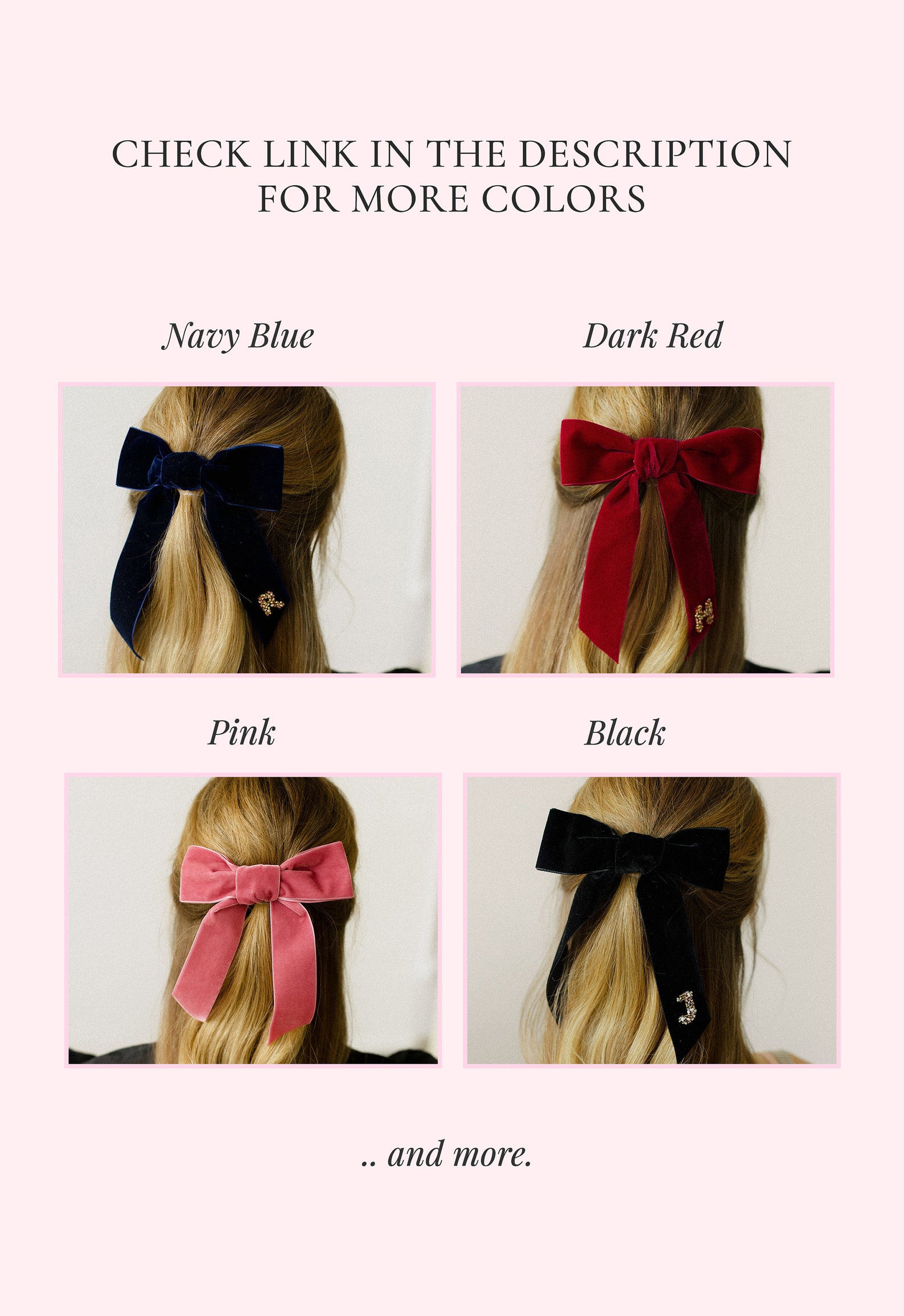Black Velvet Bow With Initials, Chic Beaded Bow, Monogrammed Hair Bow ...