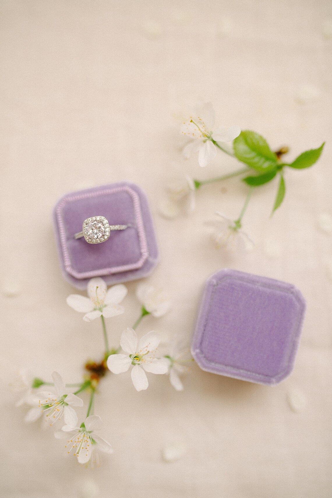Lavender Velvet Ring Box Double Ring Box With Monogram - Etsy