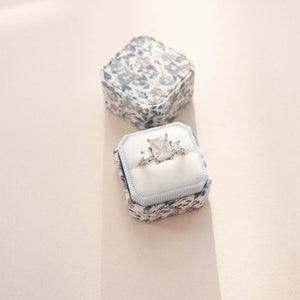 Dusty Blue Floral Ring Box, Linen Ring Box, Custom Wedding Ring Box ...