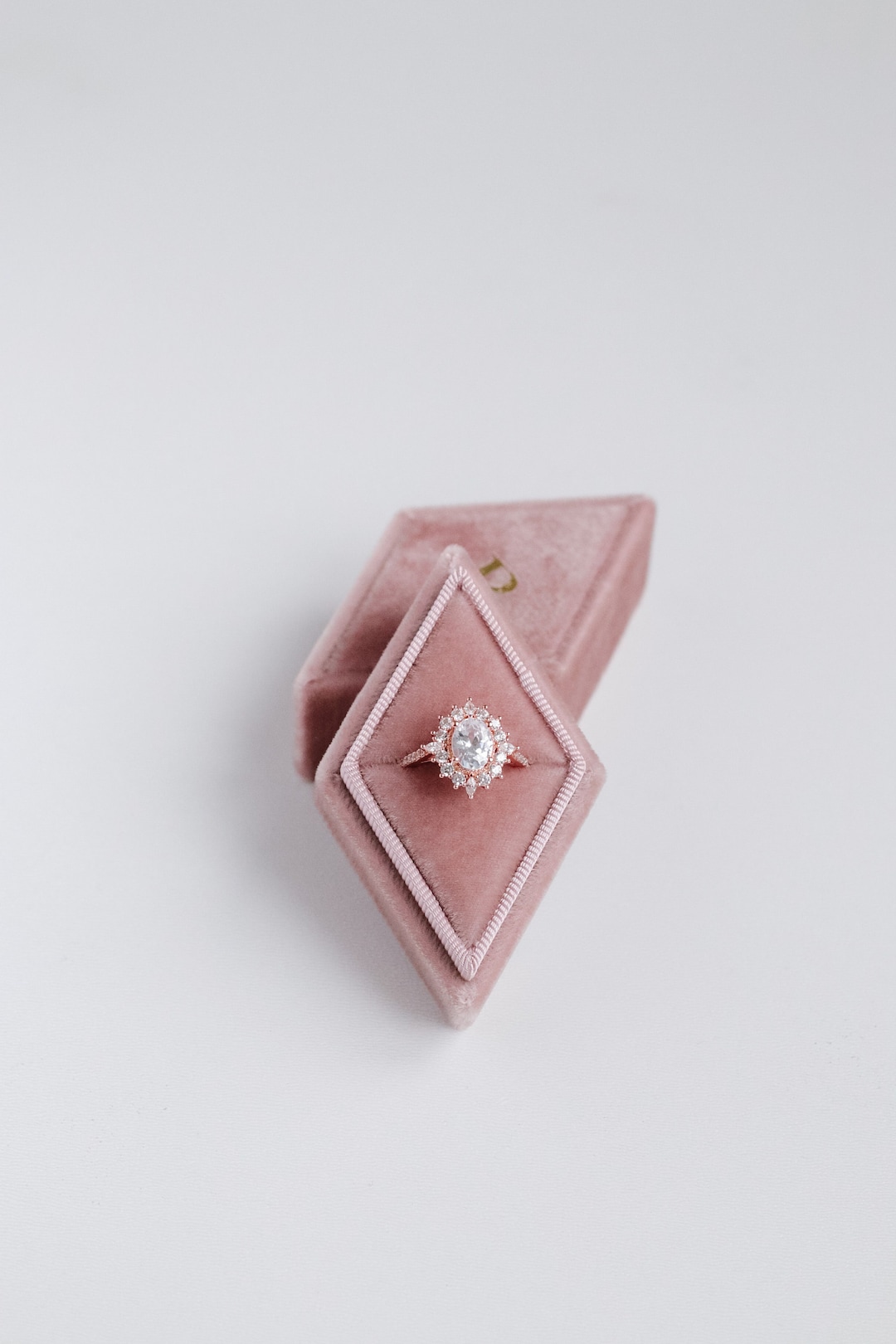 Personalised Engagement Velvet Ring Box, Dusty Pink Ring Box for ...