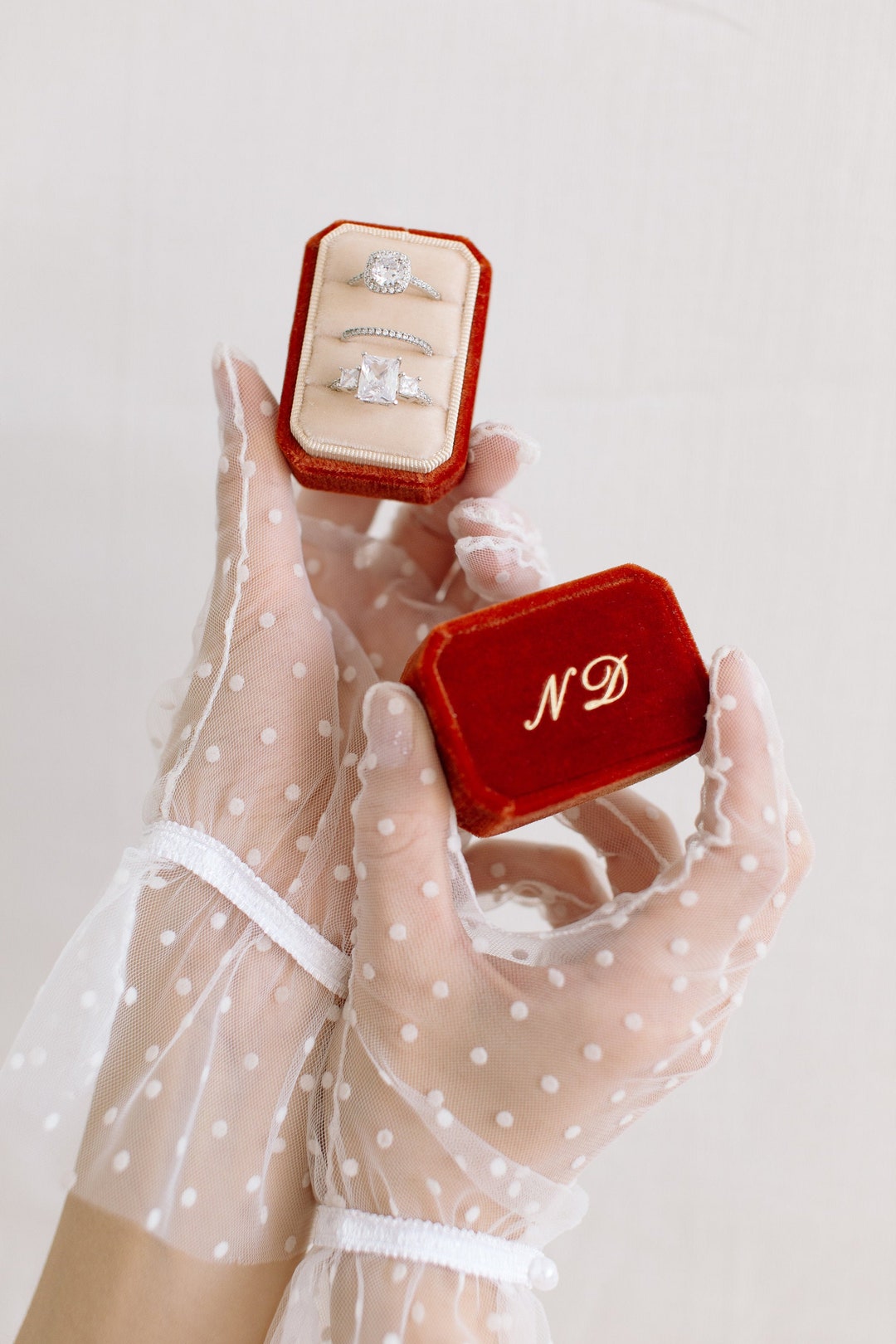 Ring Box for Three Rings, 3 Slot Ring Box, Ring Box for Wedding ...