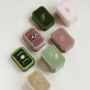 Personalised Triple Ring Box, Velvet Ring Box 3 Slot for Wedding Ceremony, Engagement Gift for ...