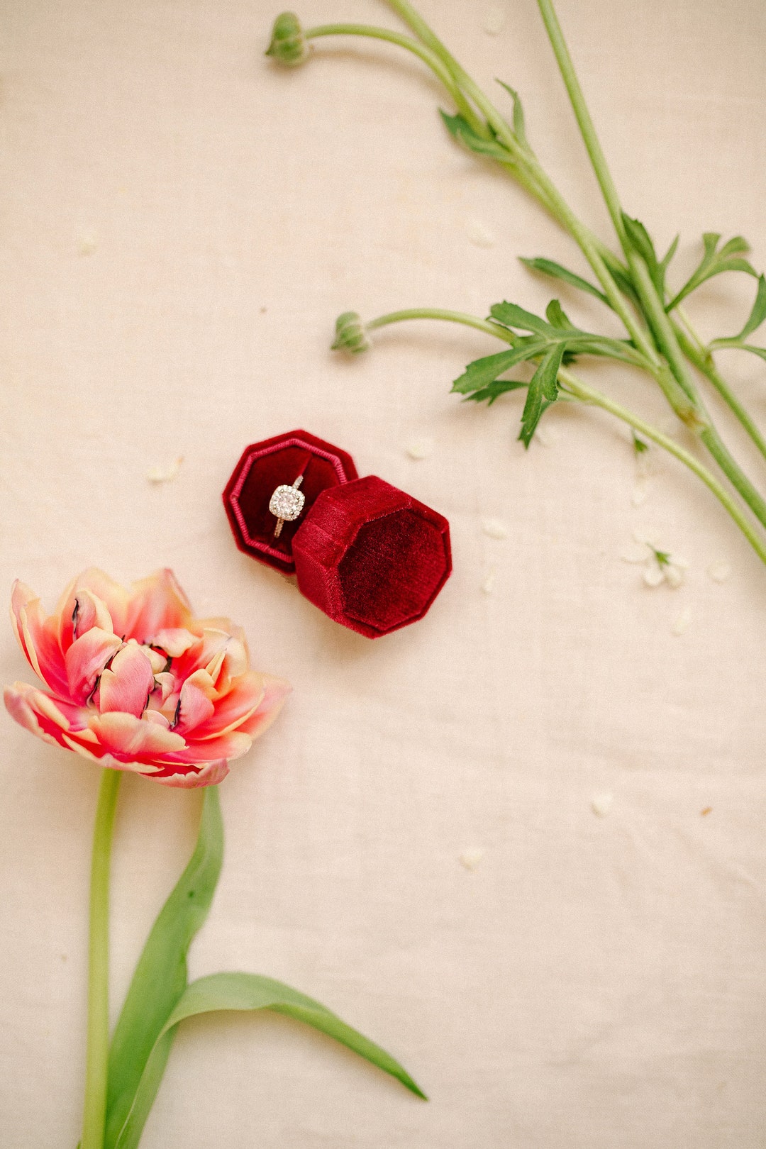 Velvet Ring Box Burgundy, Vintage Ring Box, Maroon Ring Box, Antique ...