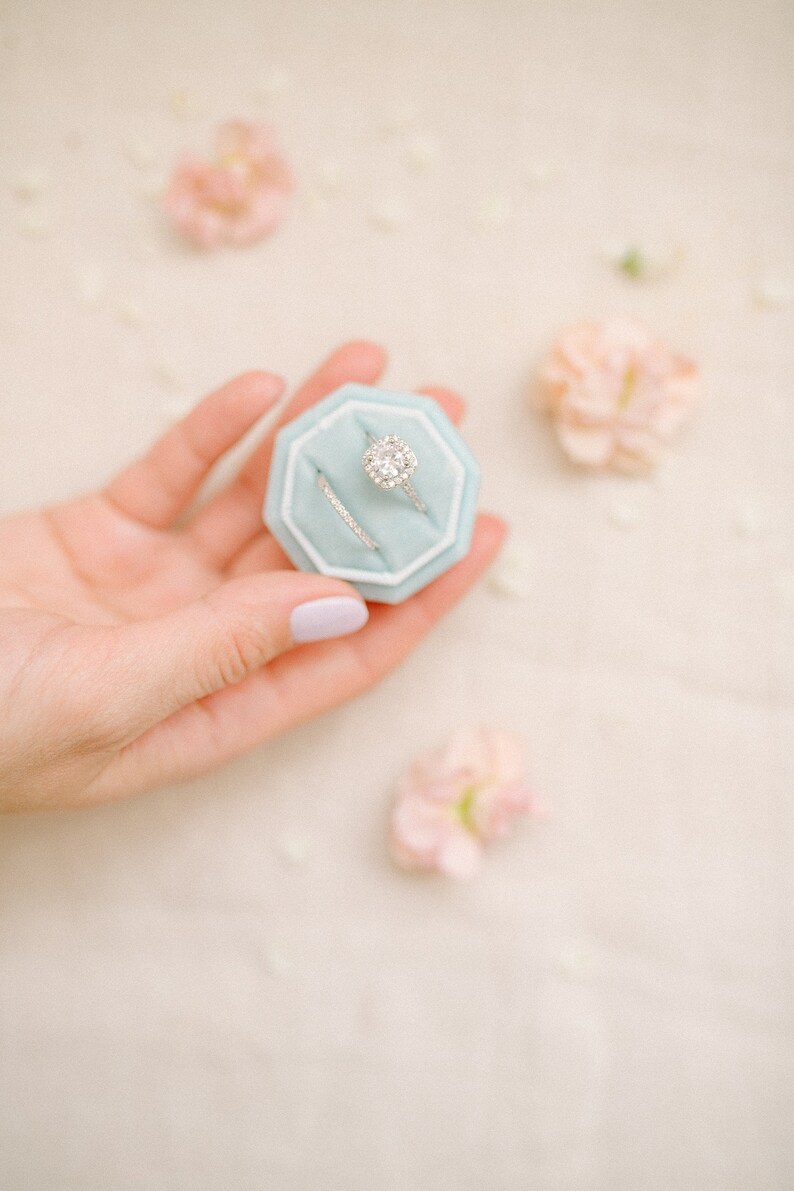 Velvet Ring Box Wedding Ring Box Double Ring Box Blue - Etsy