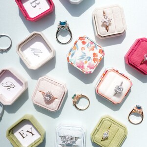 Bright Pink Ring Box, Linen Ring Box for Wedding Ceremony, Engagement ...