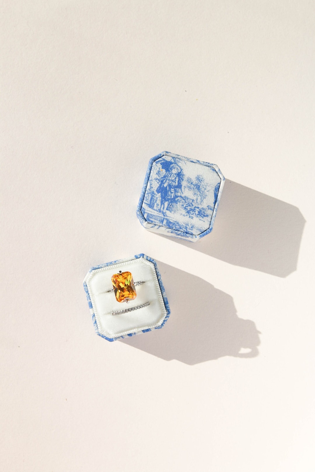 Toile Ring Box, Personalised Wedding Engagement Ring Box, Linen Ring ...