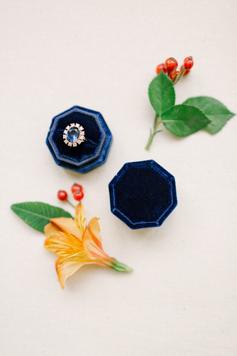 Velvet Ring Box - Blue Ring Box - Etsy