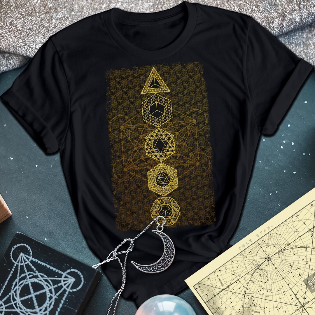 Platonic Solids Metatron’s Background T-shirt | Sacred Geometry Symbol ...