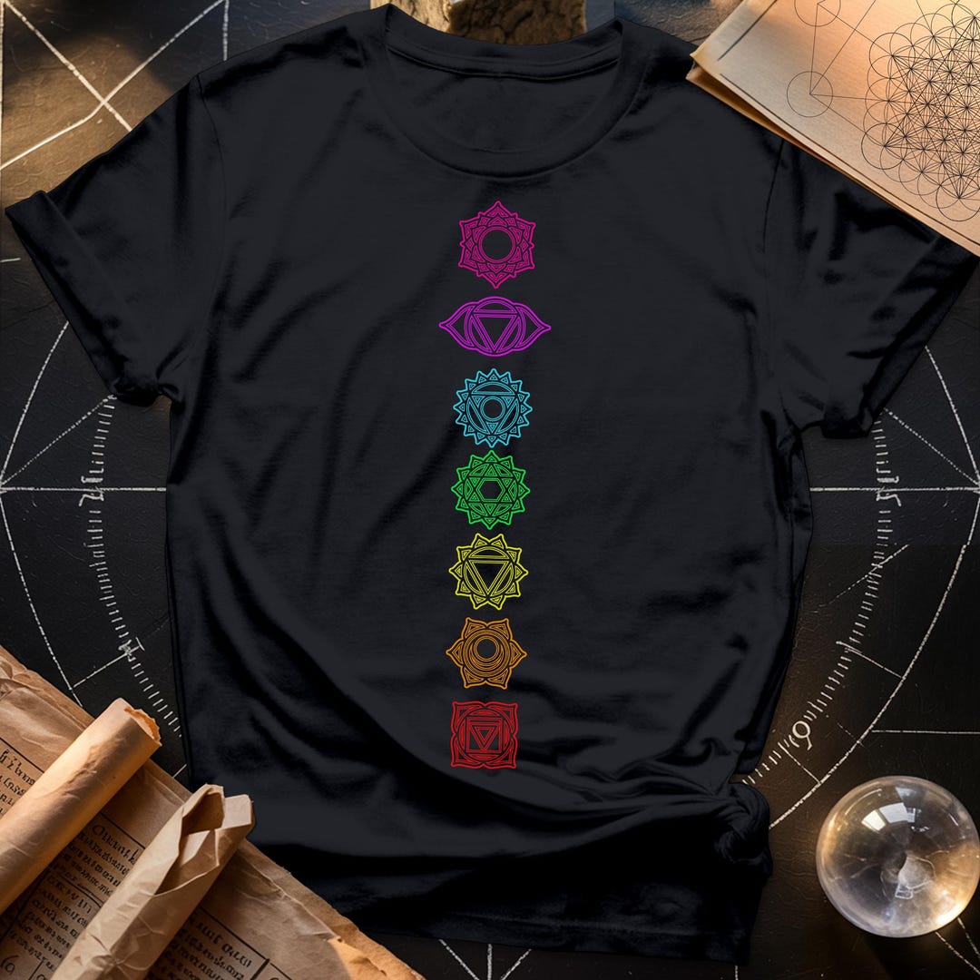 7 Chakra Sacred Geometry T-shirt | Energy Alignment Spiritual Tee - Etsy