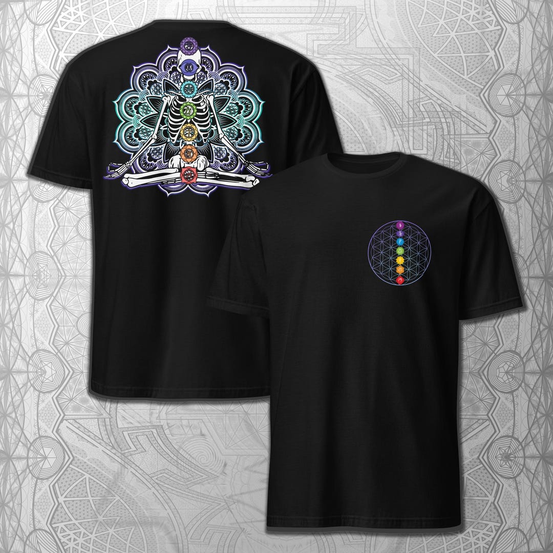 We Are One Meditating Skeleton T-shirt | Sacred Geometry Tee ...