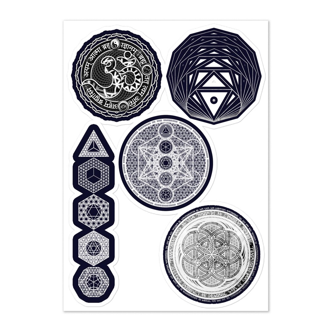 White Sacred Geometry Stickers | Intricate Geometric Stickers ...