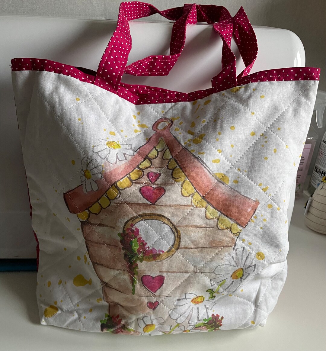 Handmade Quilted Tote Bag Bird House Design - Etsy