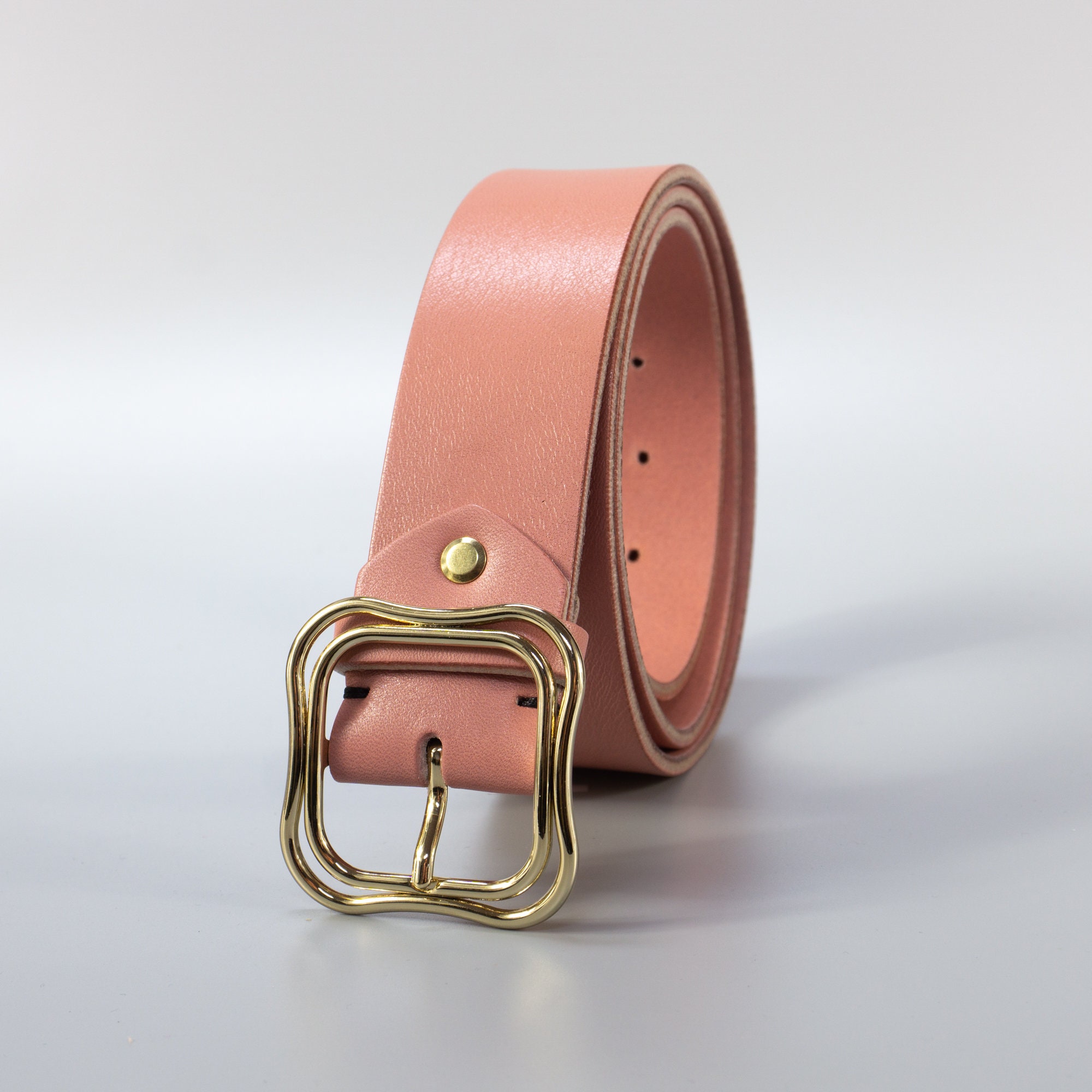 Customizable Handmade 40mm Wide Pink Full-grain Leather Womens Belt ...