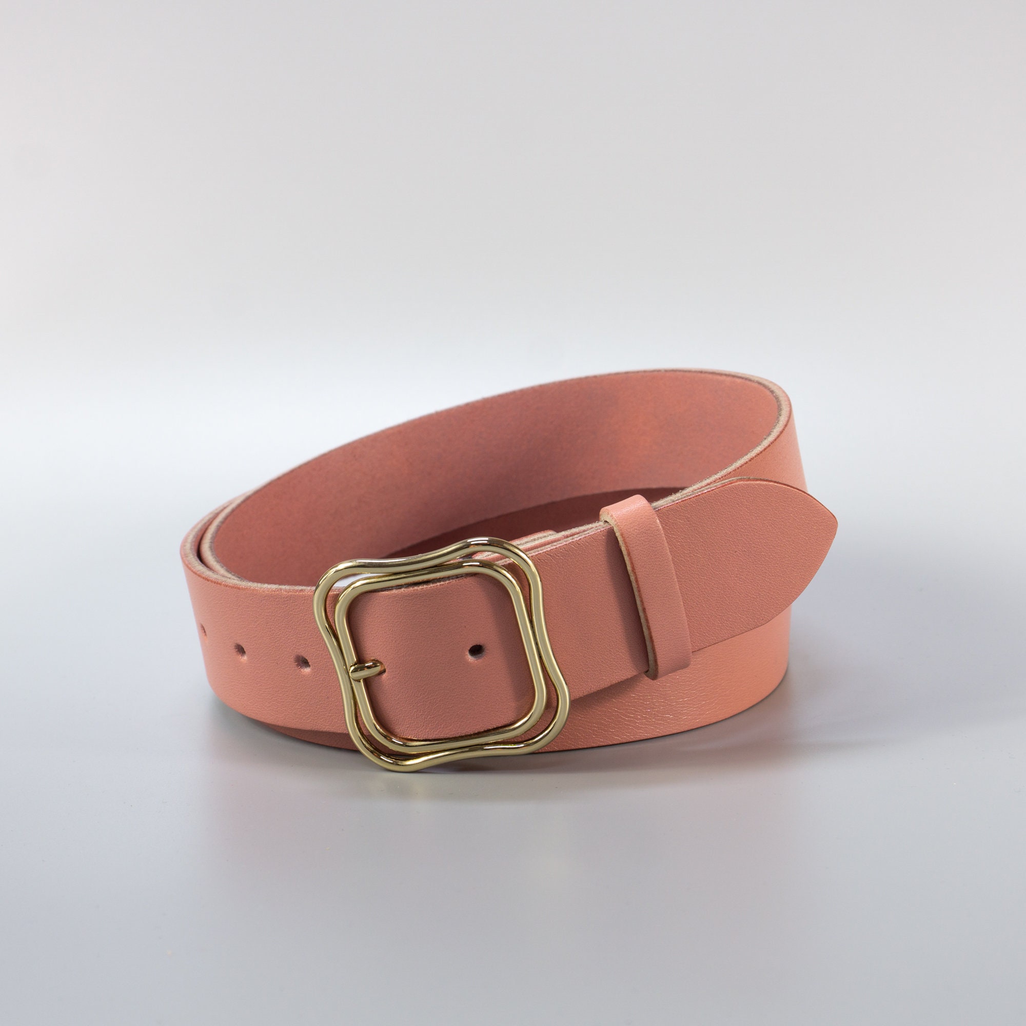 Customizable Handmade 40mm Wide Pink Full-grain Leather Womens Belt ...