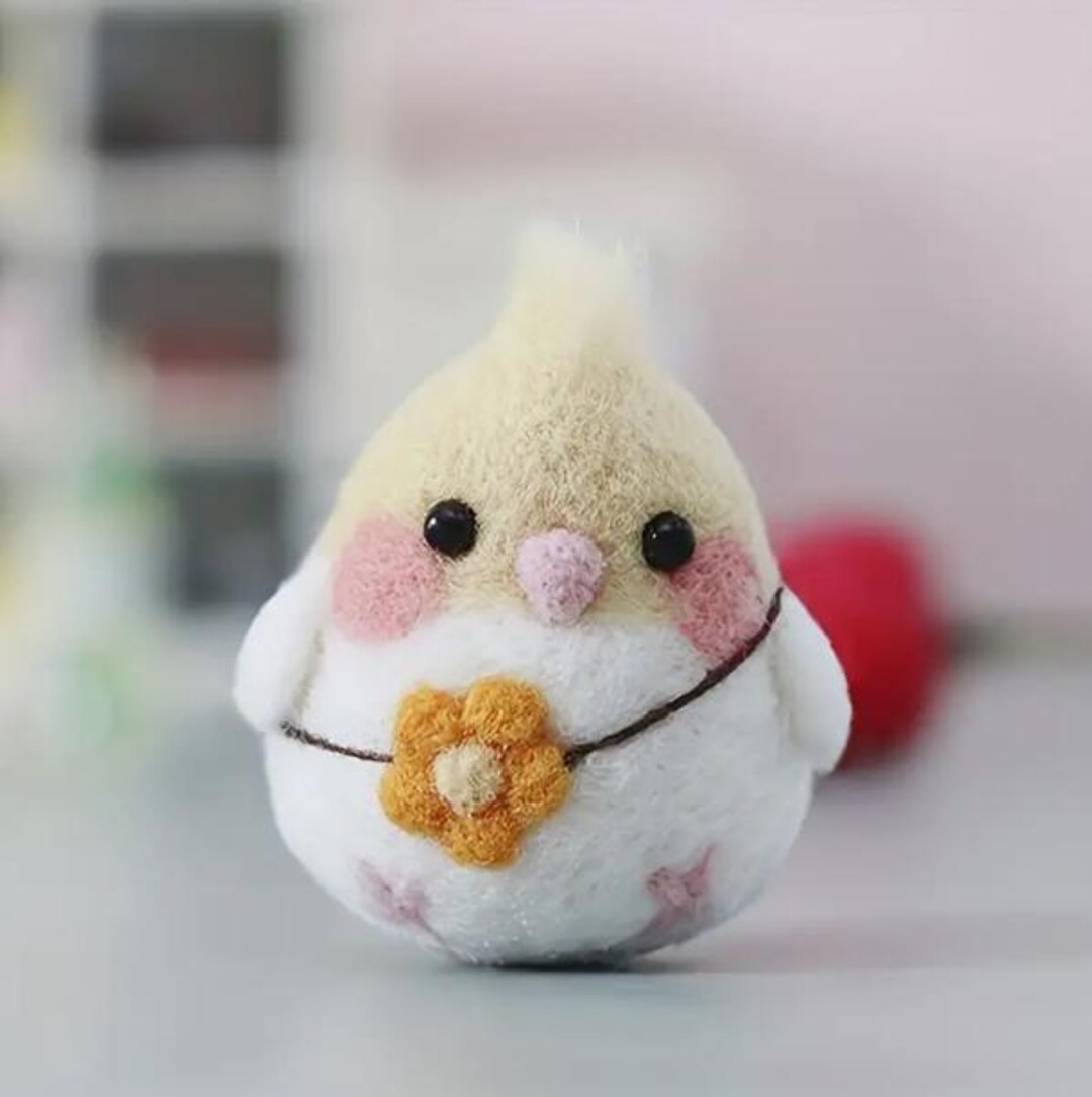 Yellow Crested Cockatiel Bird Parrot Avian Stuffy Stuffie Needle Felt ...