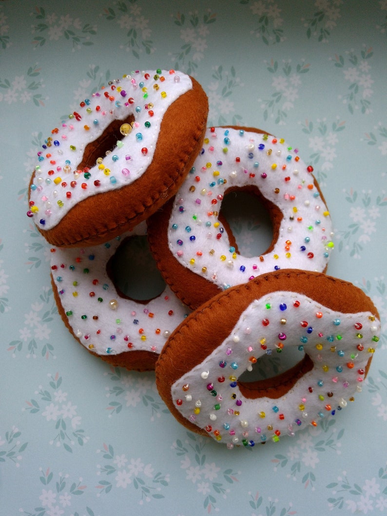 Felt food Donuts Felt Donuts Ornaments Felt Doughnut Play | Etsy